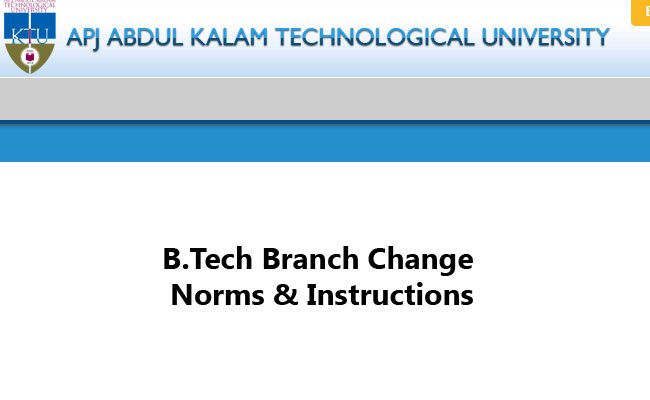 KTU B.Tech Branch Change Norms & Instructions - MixIndia