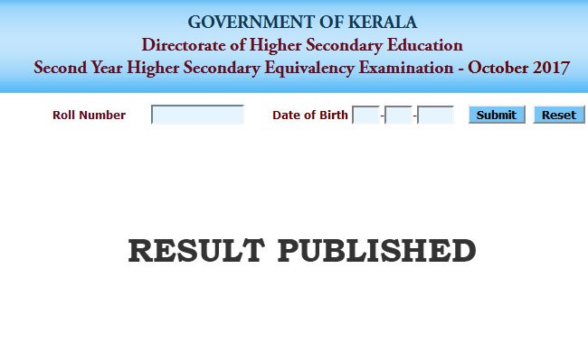 Kerala Second Year Higher Secondary Equivalency Examination Result ...